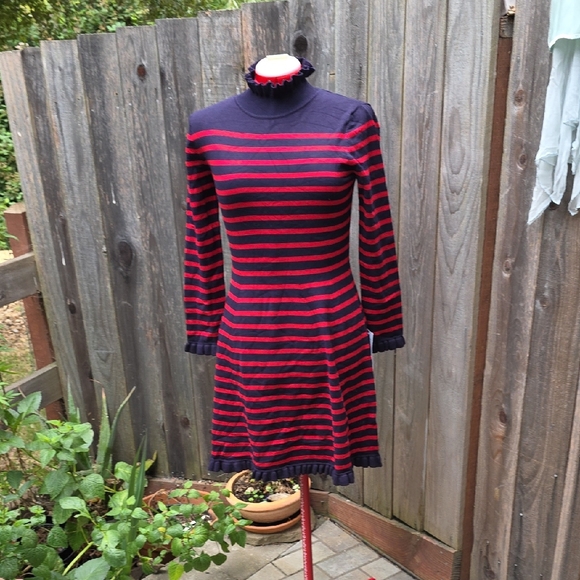 1901 | Dresses | 91 Navy And Red Striped Long Sleeve Dress | Poshmark